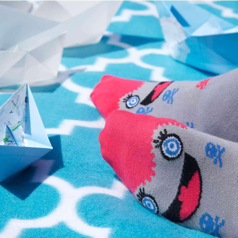 The Pink Pirate Socks - Crazy Socks with Faces - ChattyFeet