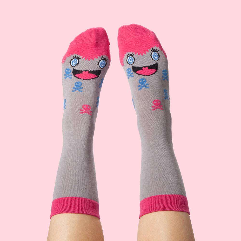 The Pink Pirate Socks - Crazy Socks with Faces - ChattyFeet